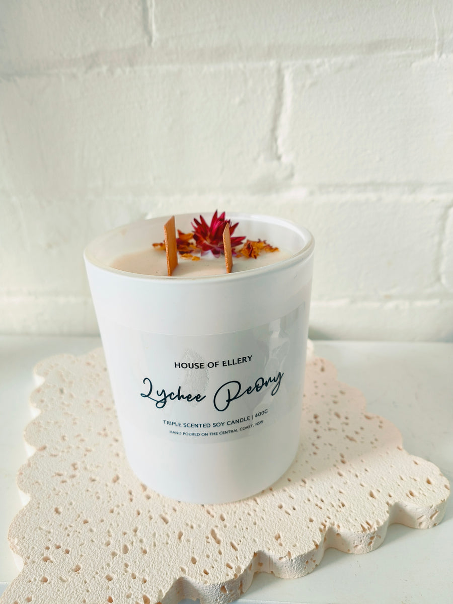 LYCHEE PEONY | Deluxe Soy Candle – House of Ellery